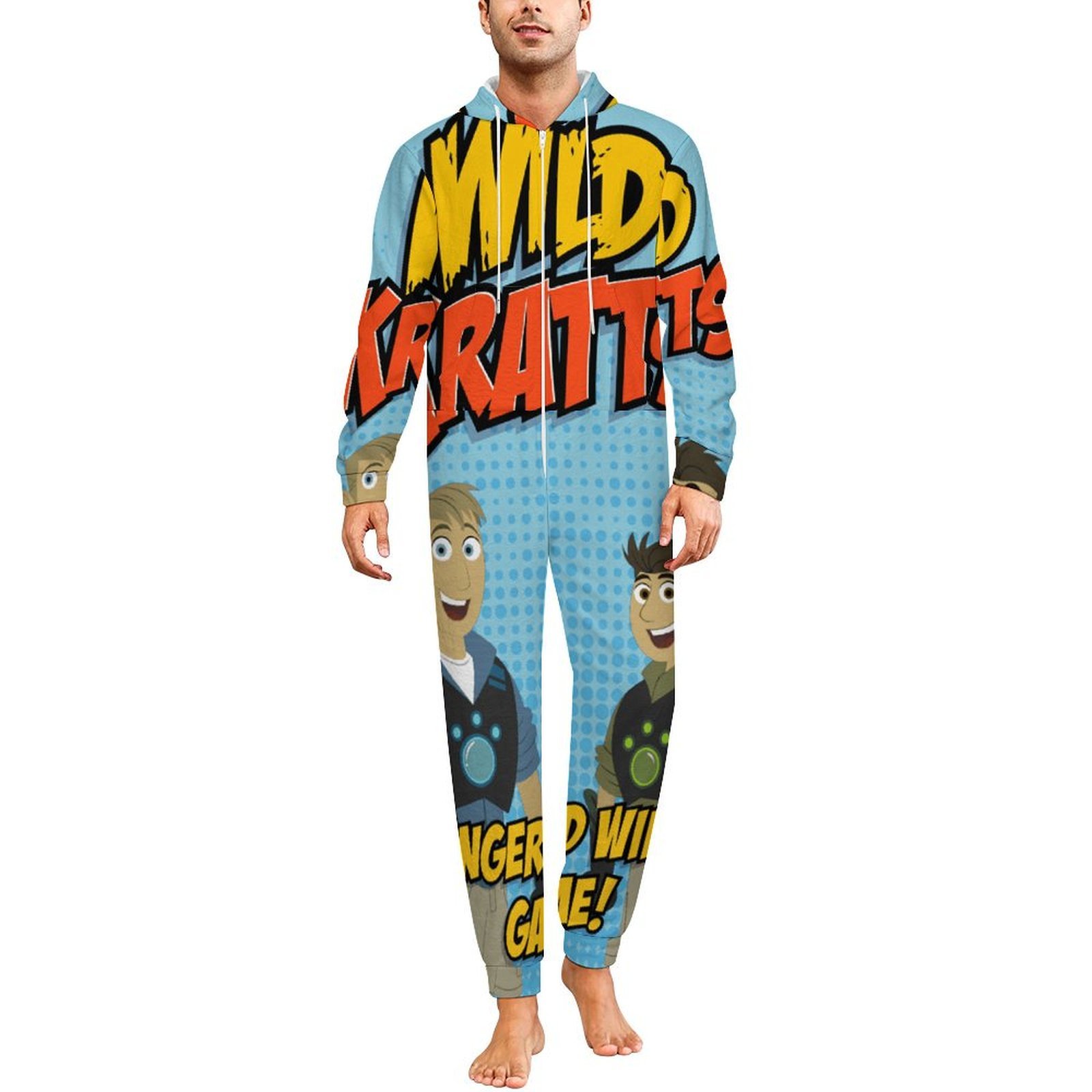 Wild Kratts Women Men Pajamas Zipper Onesie Jumpsuit Hooded One Piece ...