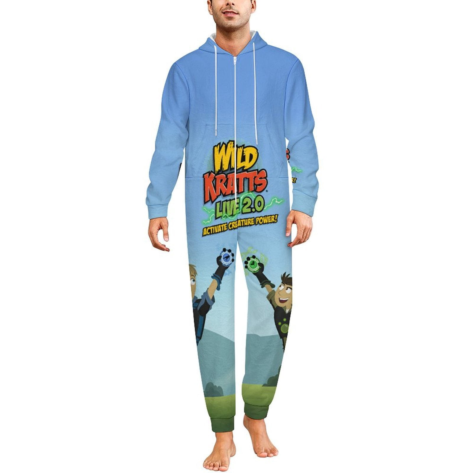 Wild Kratts Women Men Pajamas Zipper Onesie Jumpsuit Hooded One Piece ...
