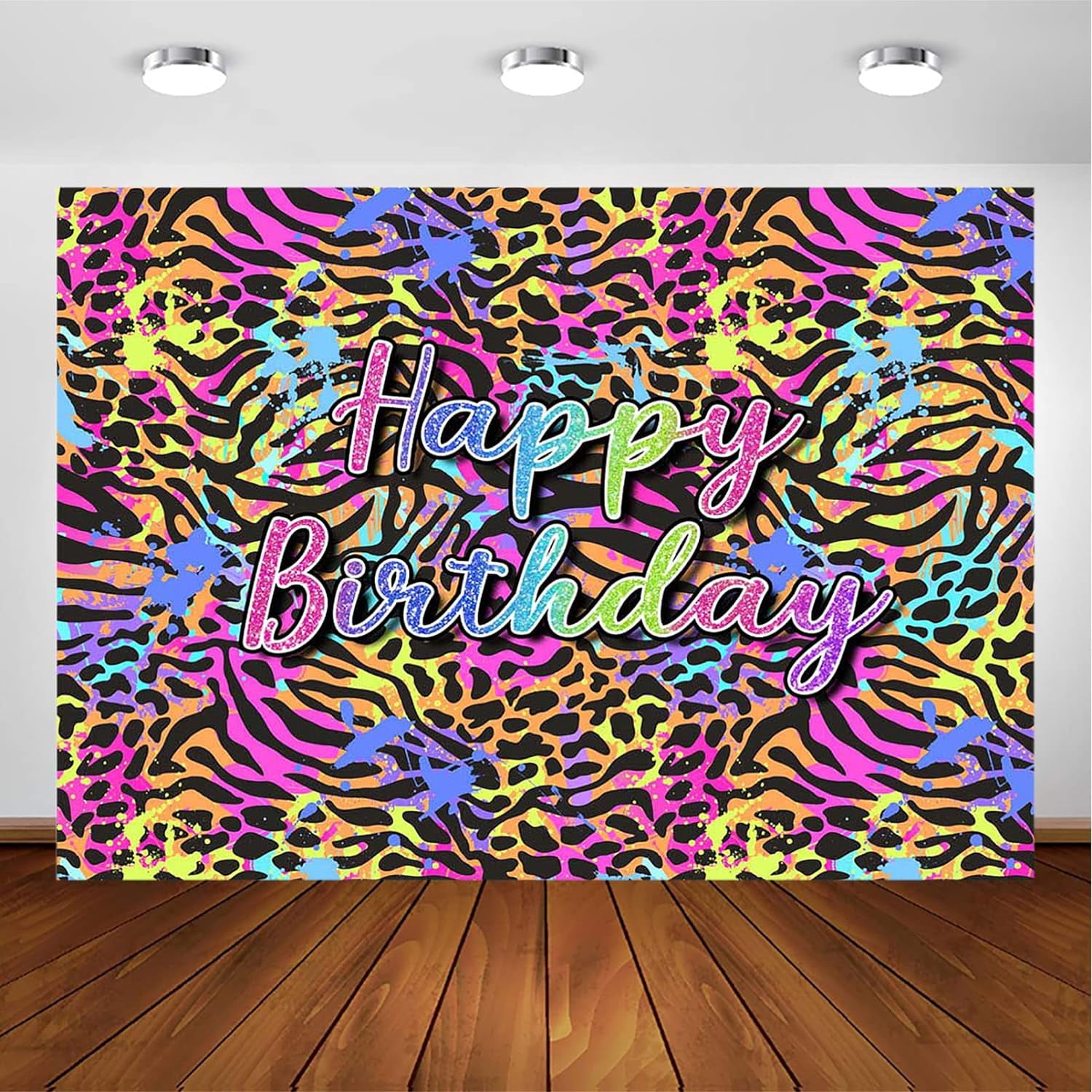 Wild Leopard Birthday Backdrop for Girl's Paint Splatter Zebra Party ...
