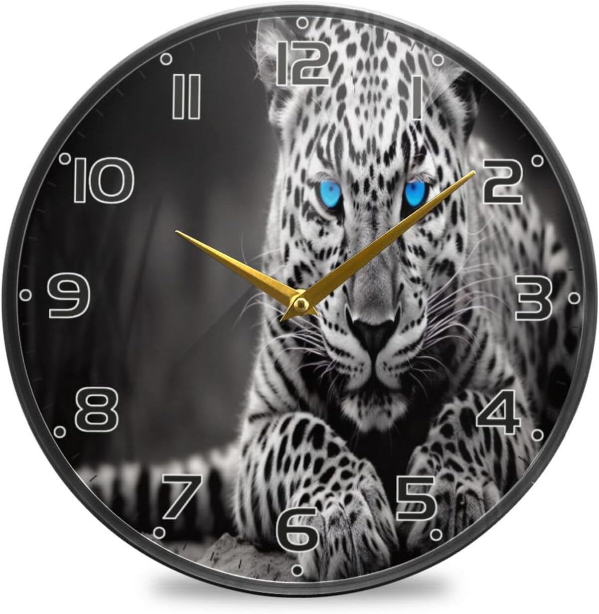 Wild Leopard Staring Wall Clock Round Silent Non Ticking Battery ...
