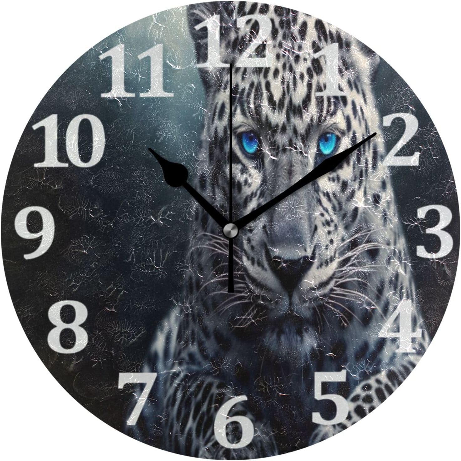 Wild Leopard Staring Wall Clock Round Vintage Silent Non Ticking ...