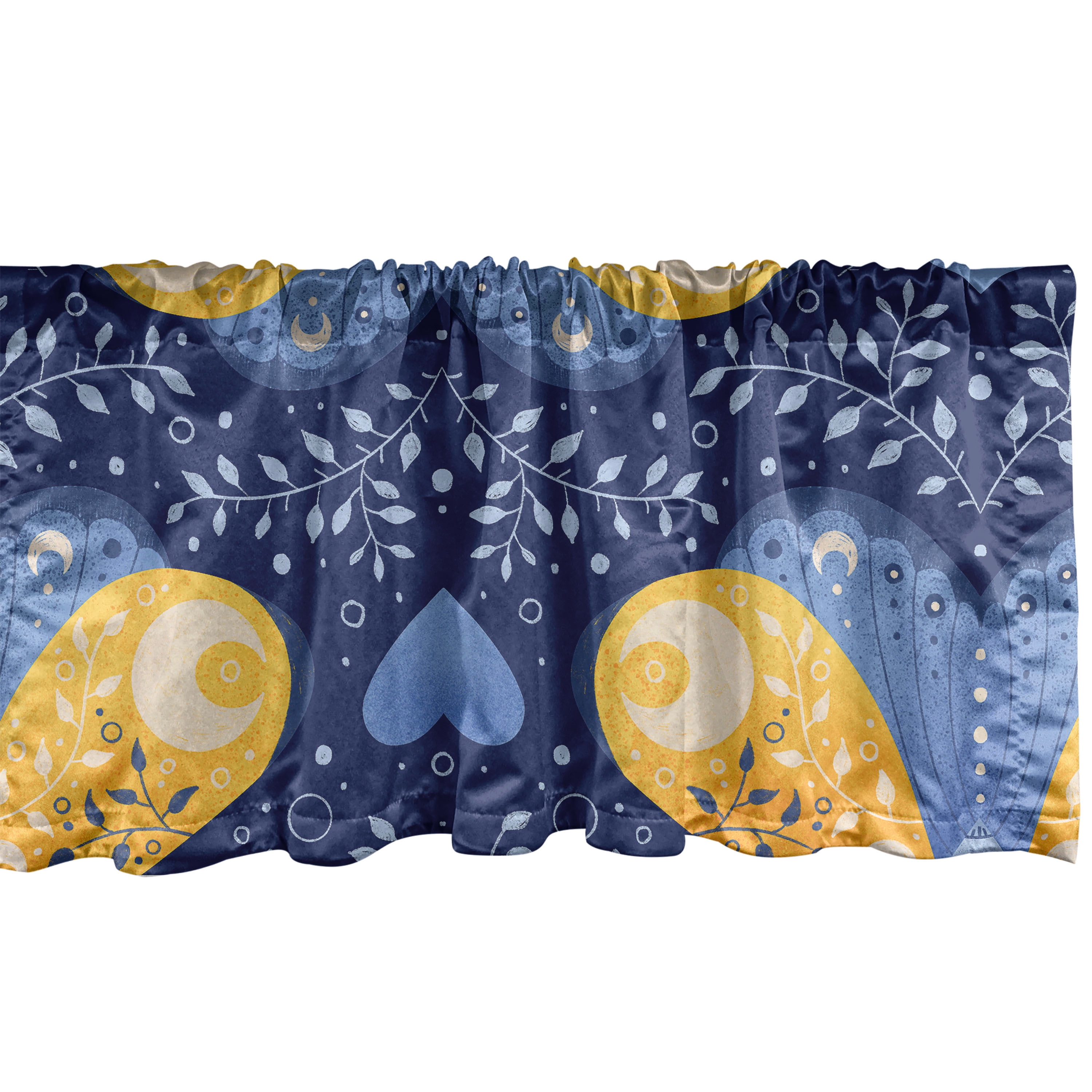 Wild Life Window Valance, Celestial Inspired Moth Drawing With Moon and ...