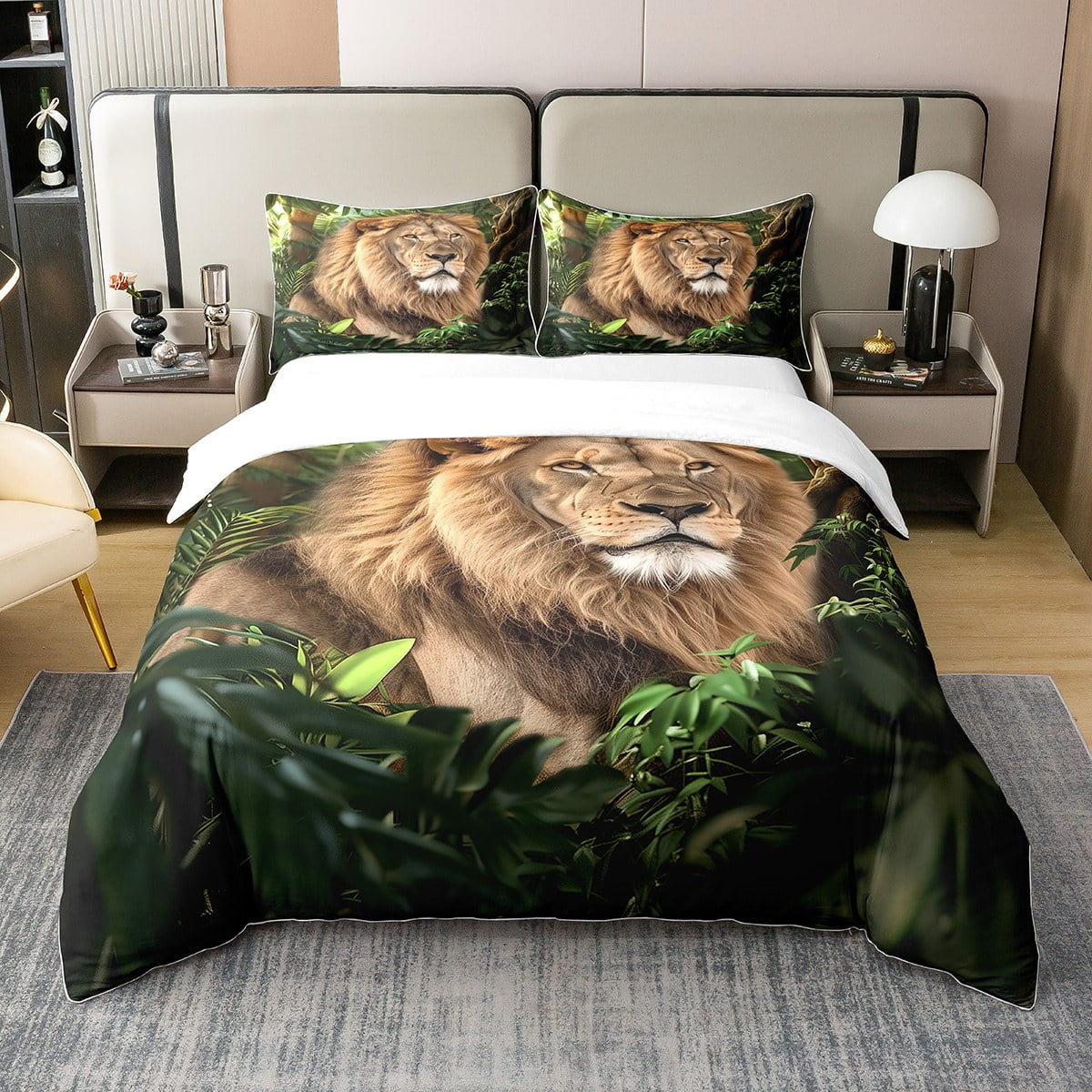 Wild Lion 100% Organic Cotton Duvet Cover 3D Lion Comforter Cover ...