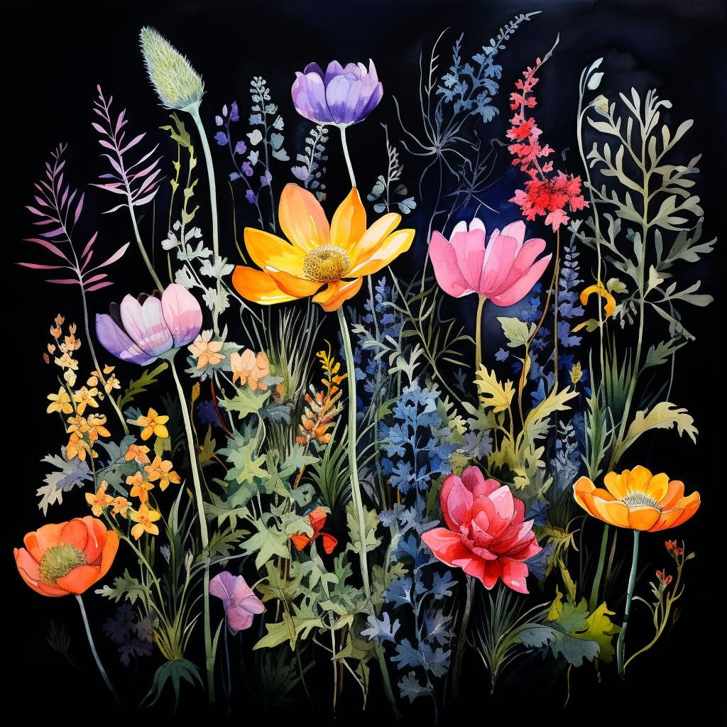 Wild Little Flowers 5D Diamond Art Painting by Number Kits for Adults ...