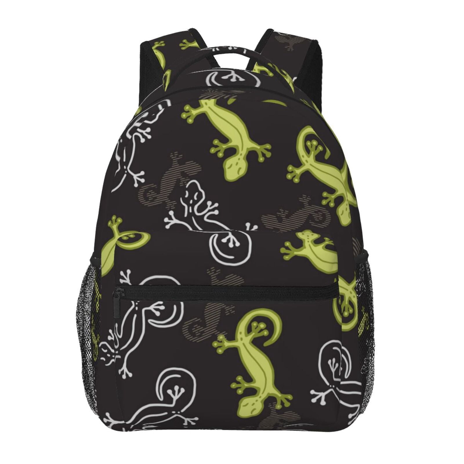 Wild Lizard Gecko Silhouette Art Backpack Casual College Bag Zipper ...