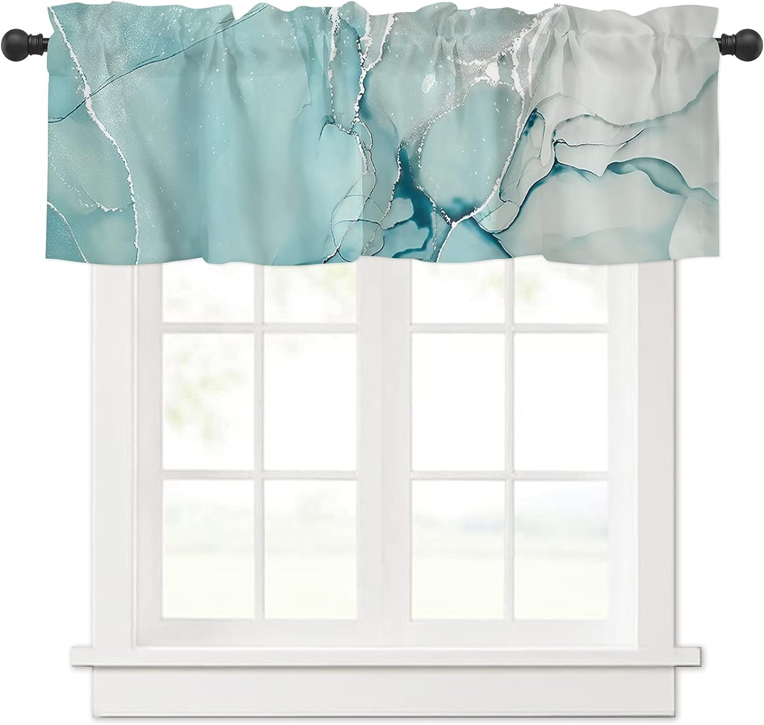 Wild Marble Curtain Valance Window Treatment Aqua Teal Turquoise ...