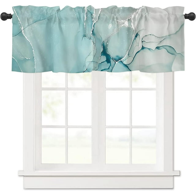 Wild Marble Curtain Valance Window Treatment Aqua Teal Turquoise ...