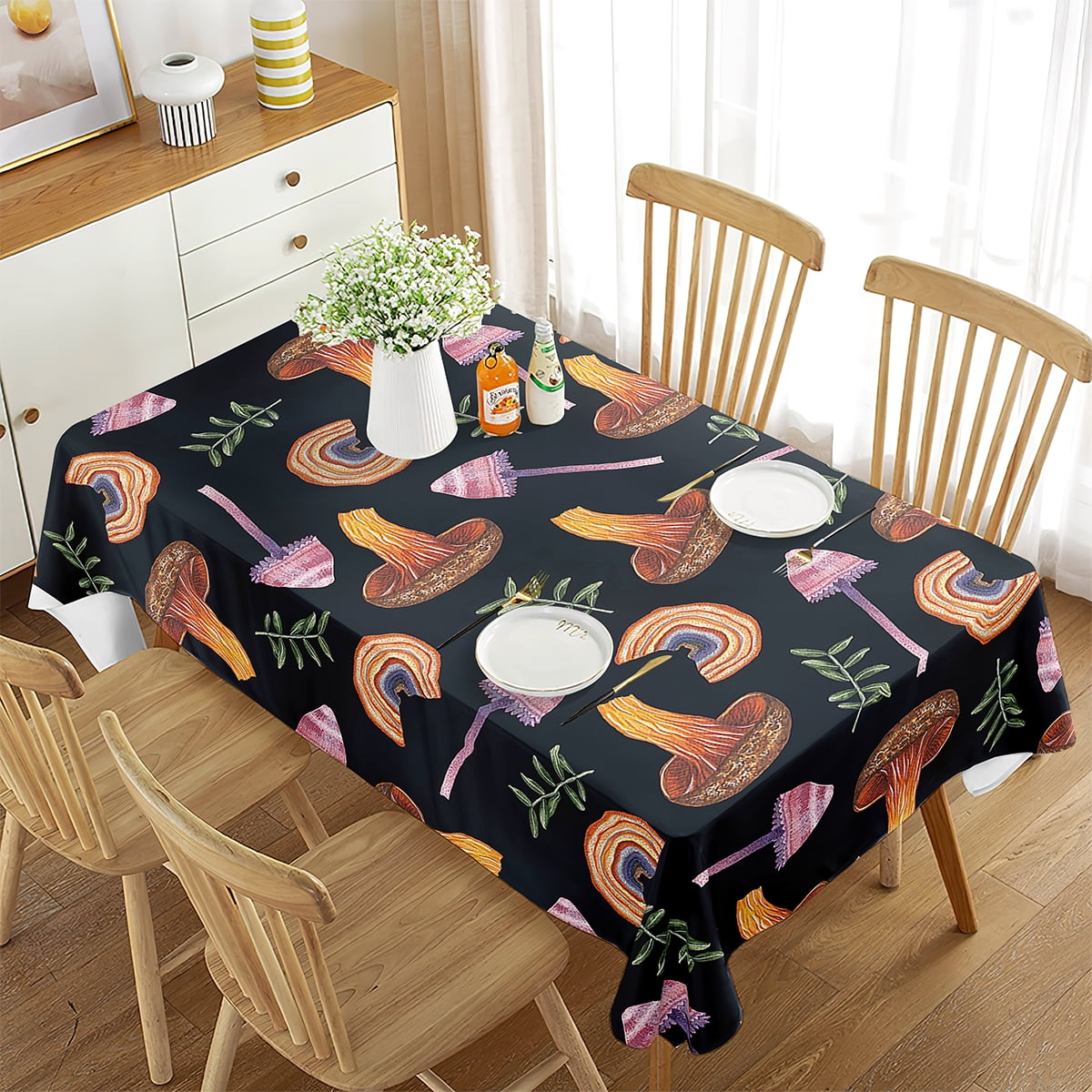 Wild Mushroom Tablecloth Rectangular Cute Cartoon Small Mushroom r for ...