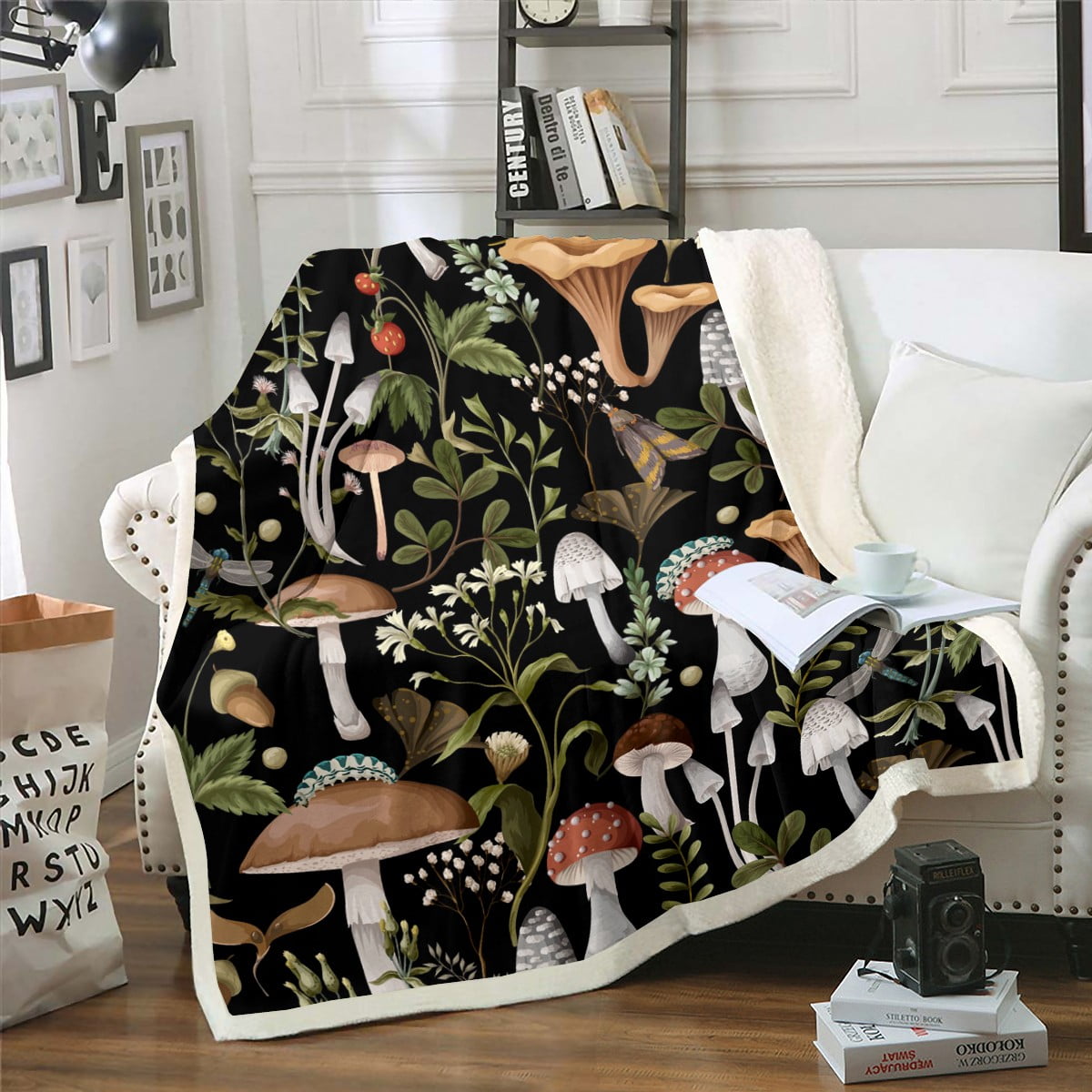 Wild Mushroom Throw 50x60 inch Fleece Blanket Outdoor Natural Plants ...