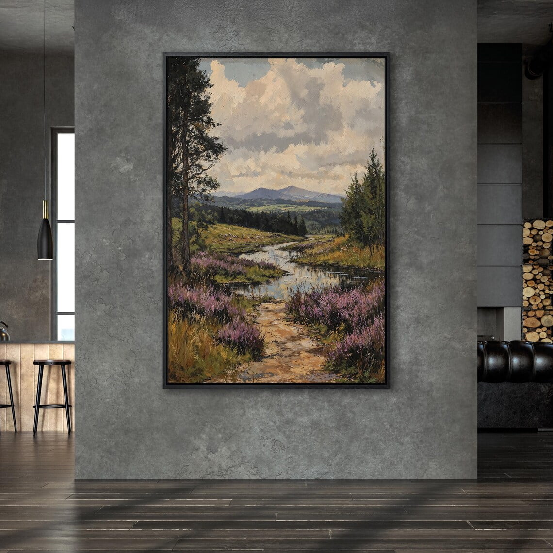 Wild Nature Landscape Poster, Mountain Range And River, Beautiful ...