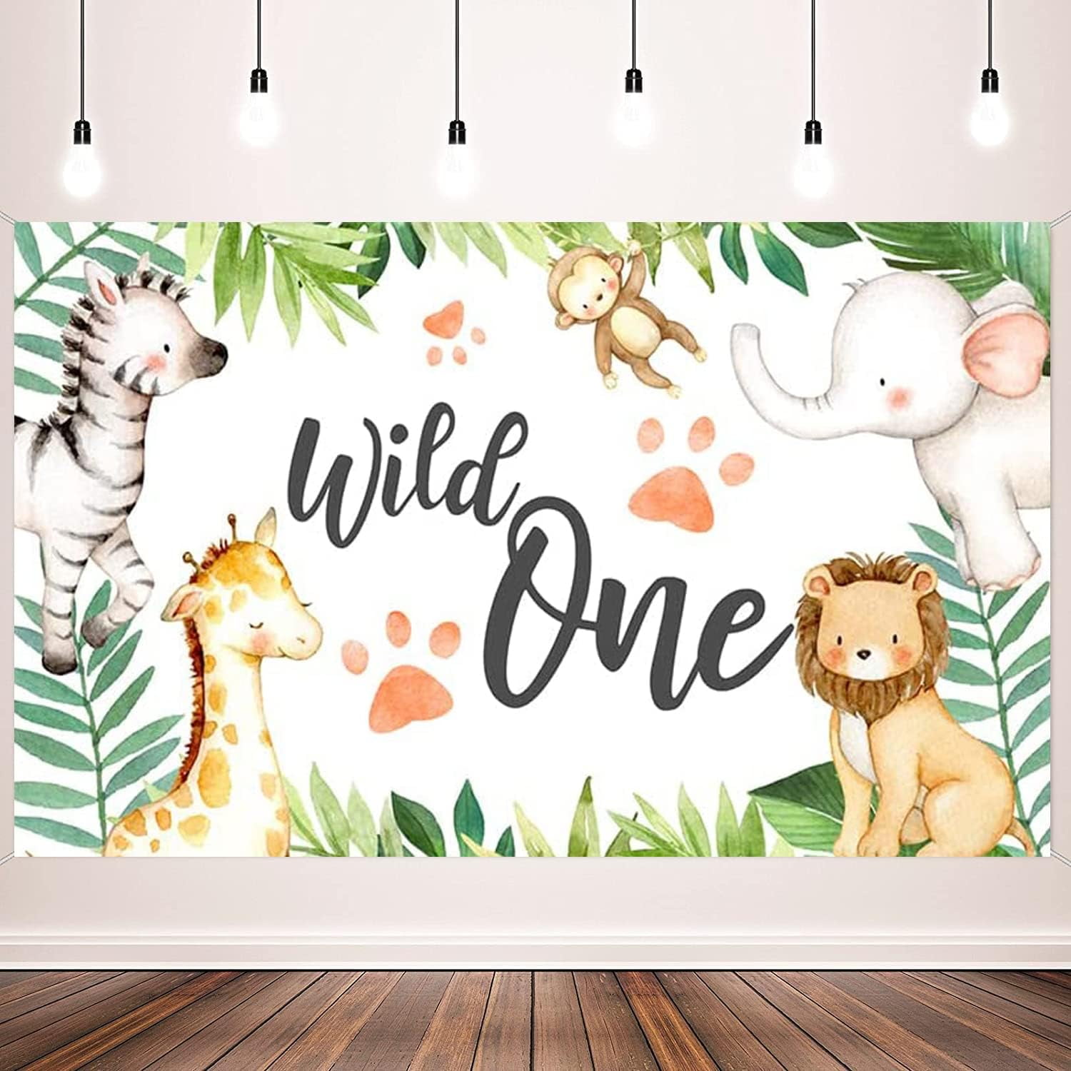Wild One 1st Birthday Backdrop Cute Jungle Animals Wild One Banner ...