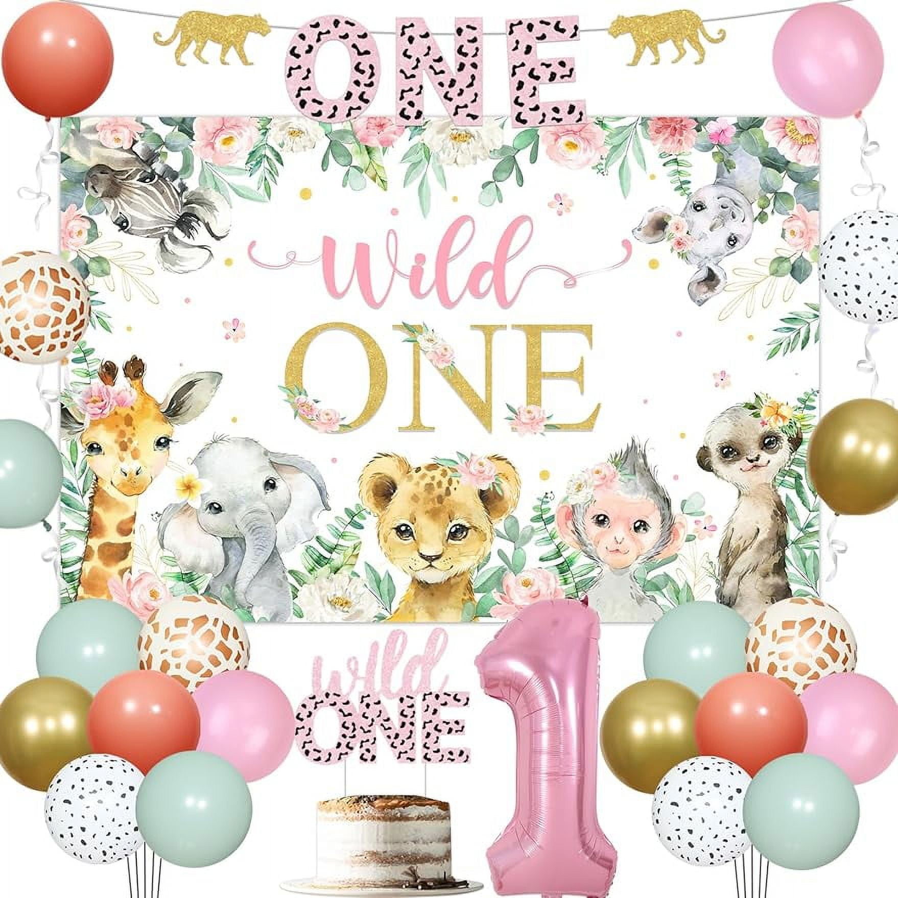 Wild One 1st Birthday Decorations Girls Jungle Safari Animal 1st ...