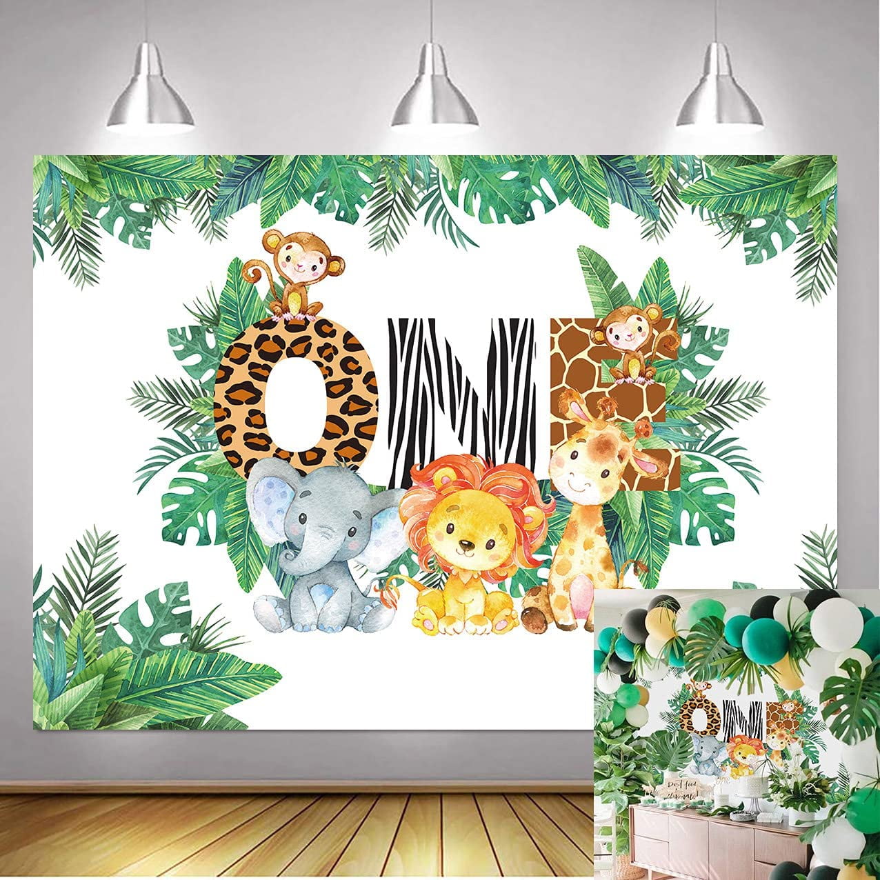 Wild One Backdrop Baby 1st Birthday Party Photography Background Jungle ...