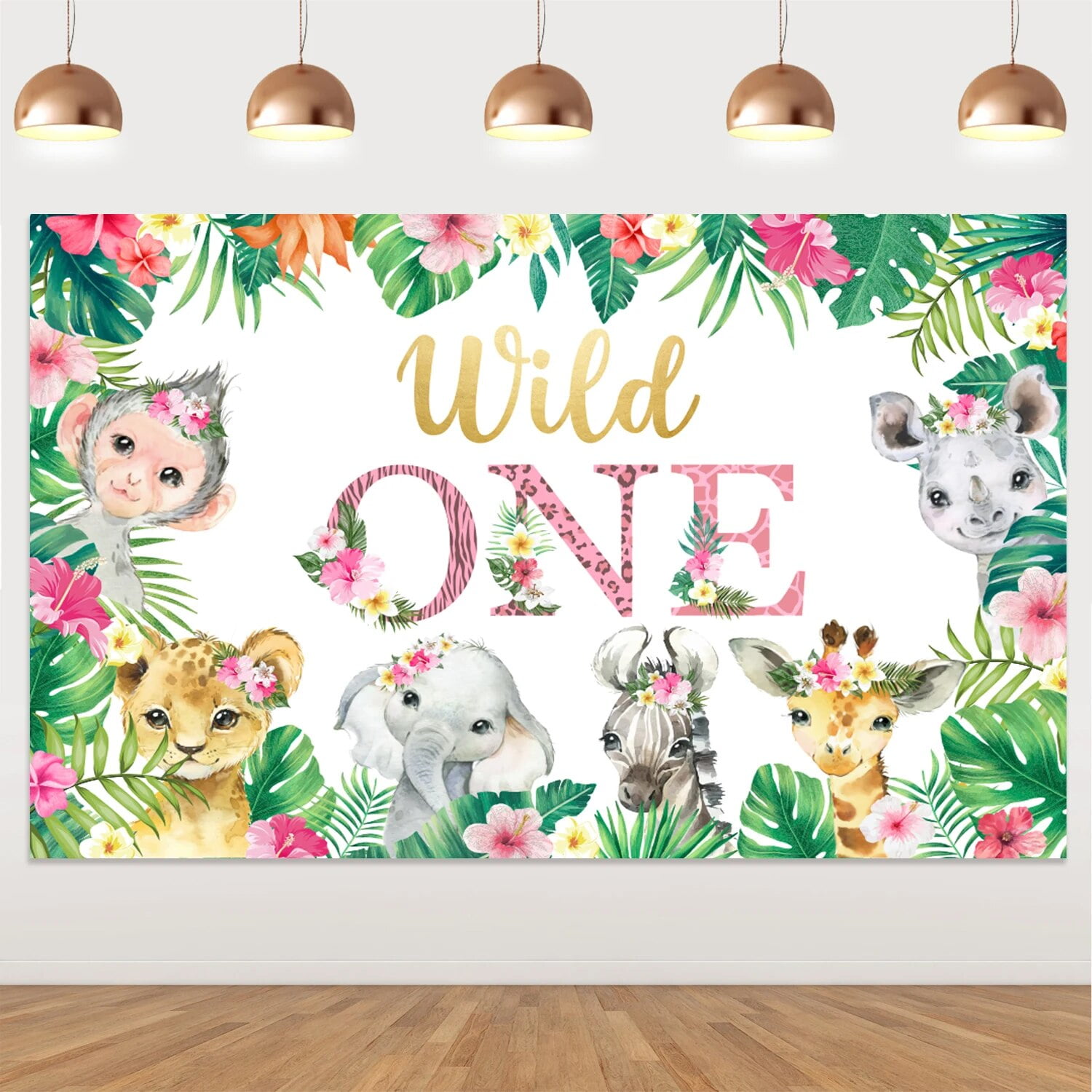 Wild One Backdrop Banner Birthday Decorations for Girls Boy Jungle ...