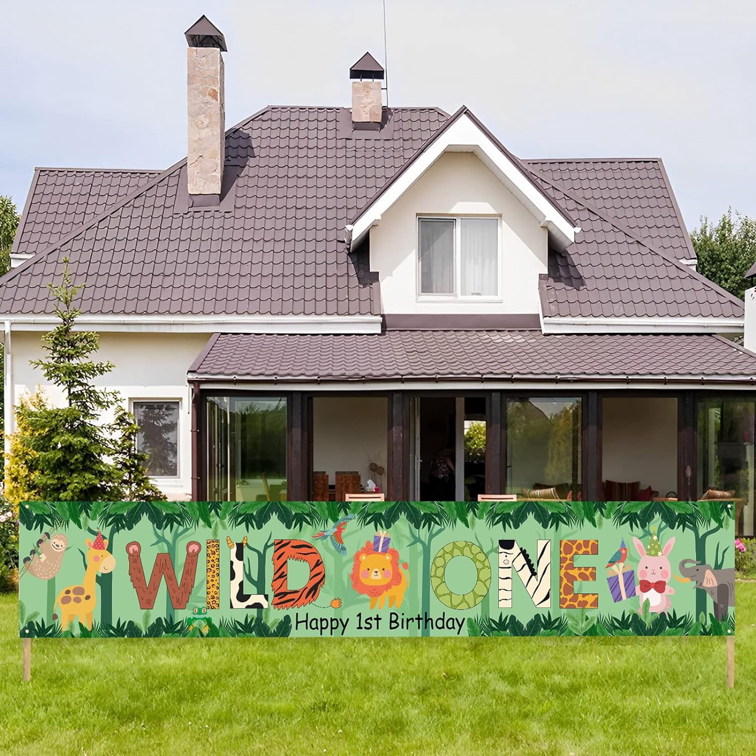 Wild One Banner 1st Birthday for Boy/Girl - Lager First Birthday Yard ...