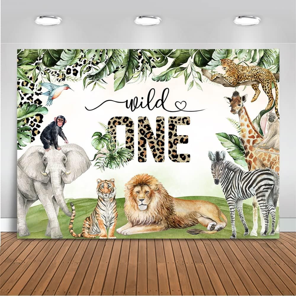 Wild One Birthday Backdrop Jungle Safari 1st Birthday Party Decoration ...