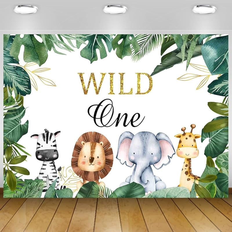 Wild One Birthday Backdrop Safari Animal Jungle Happy Birthday ...