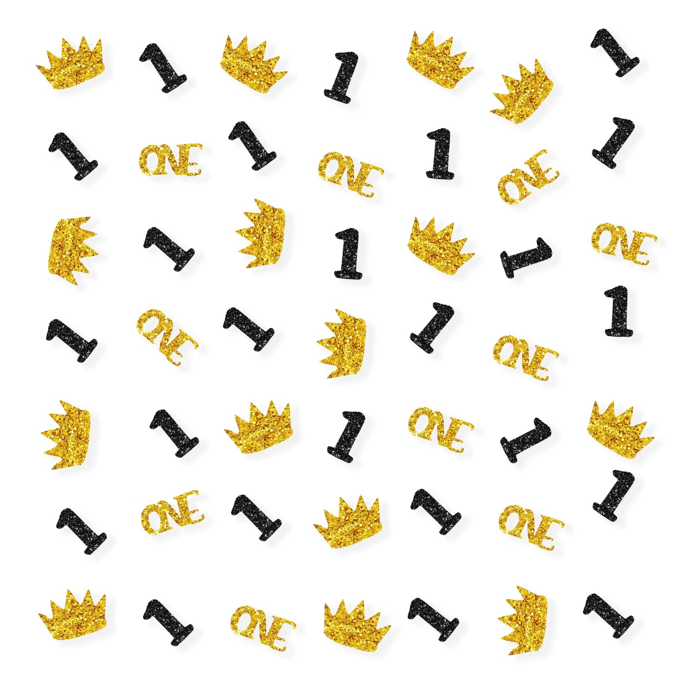 Wild One Glitter Confetti Set for 1st Birthday, Gold Crown Party Decor ...