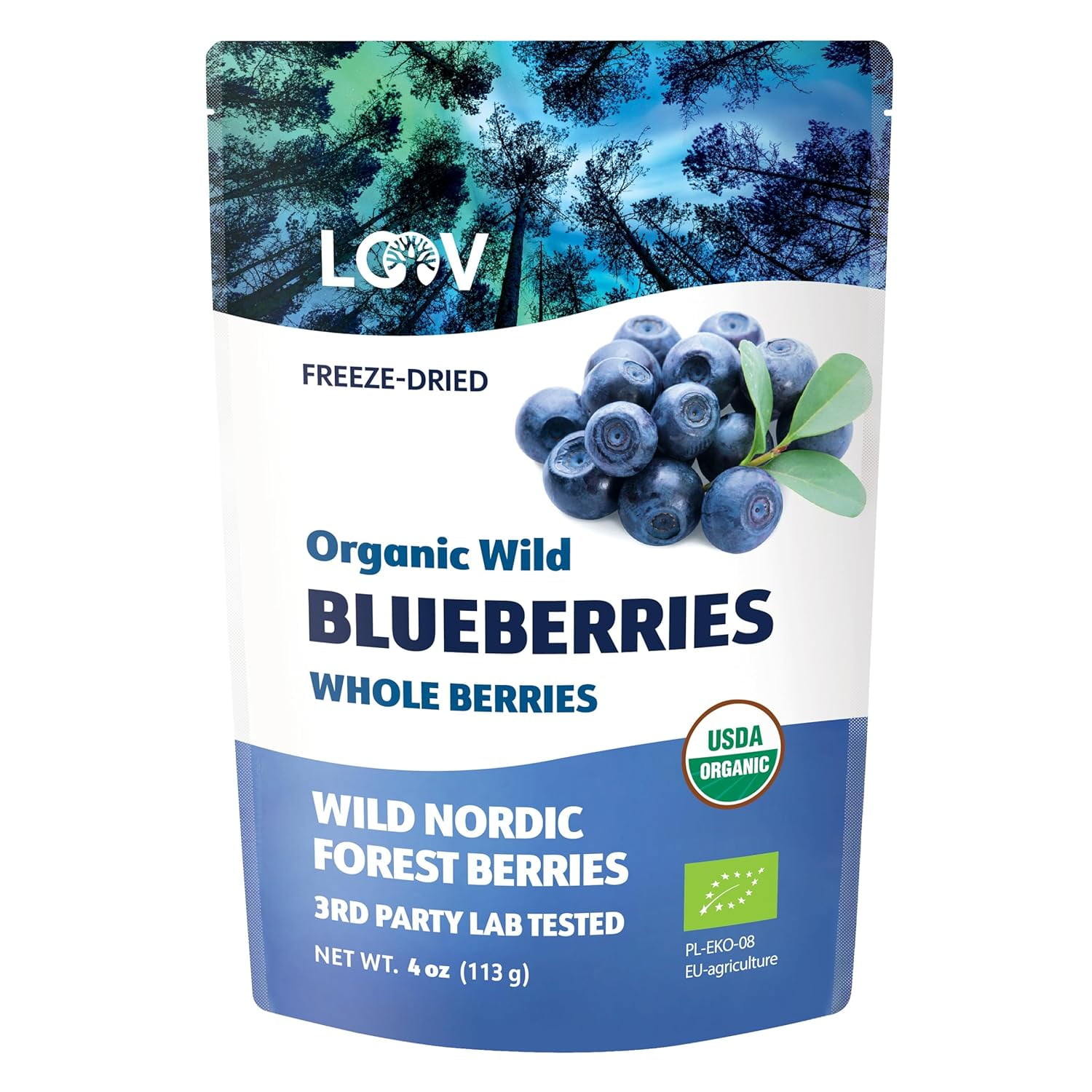 Wild Organic Dried Blueberries, No Added Sugar, No Added Oil, 4 Ounces ...