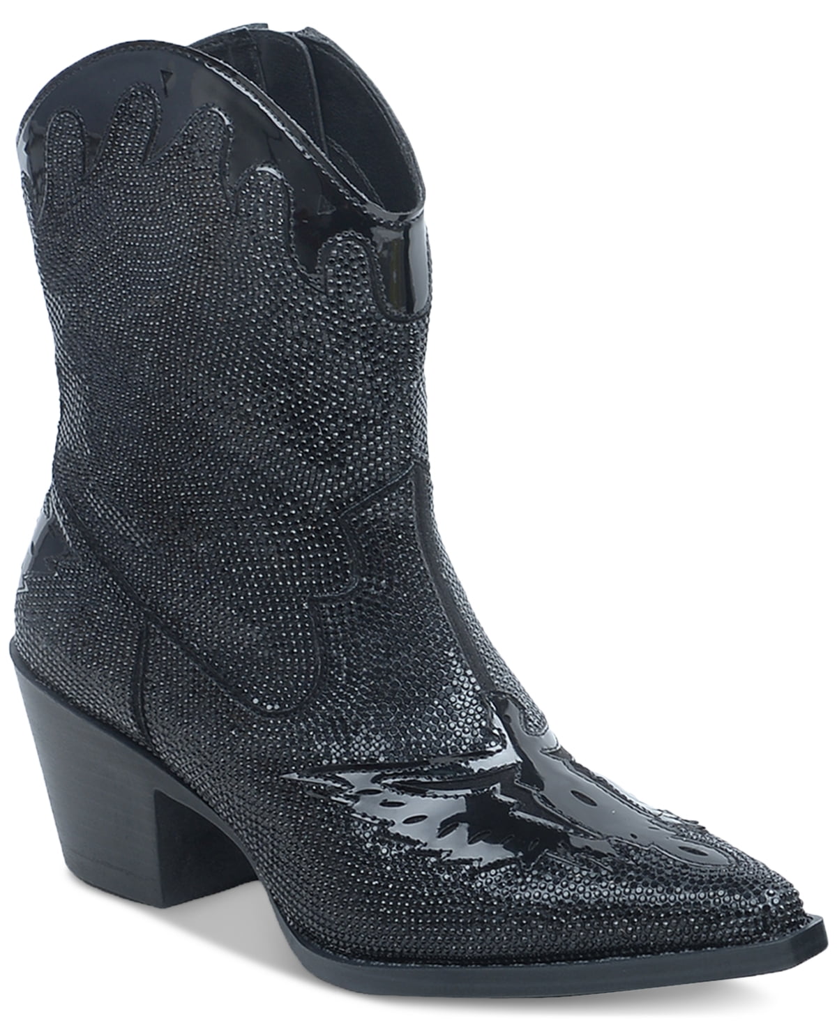 Wild Pair Womens' Lourdez Embellished Cowboy Booties, Black Bling, 5.5 ...