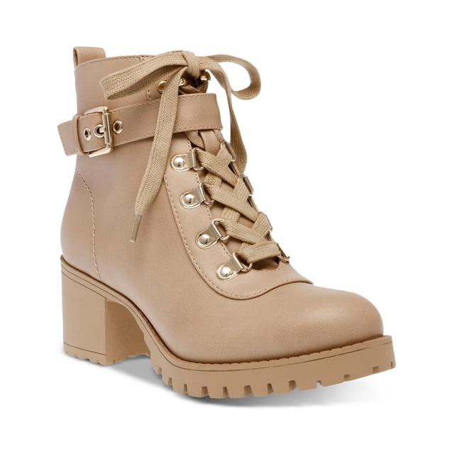 Wild Pair Womens Hillari Leather Buckle Combat & Lace-up Boots ...