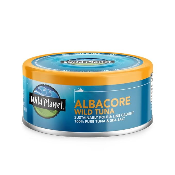 Wild Planet Albacore Wild Tuna with Sea Salt, Canned Tuna, Non-GMO ...