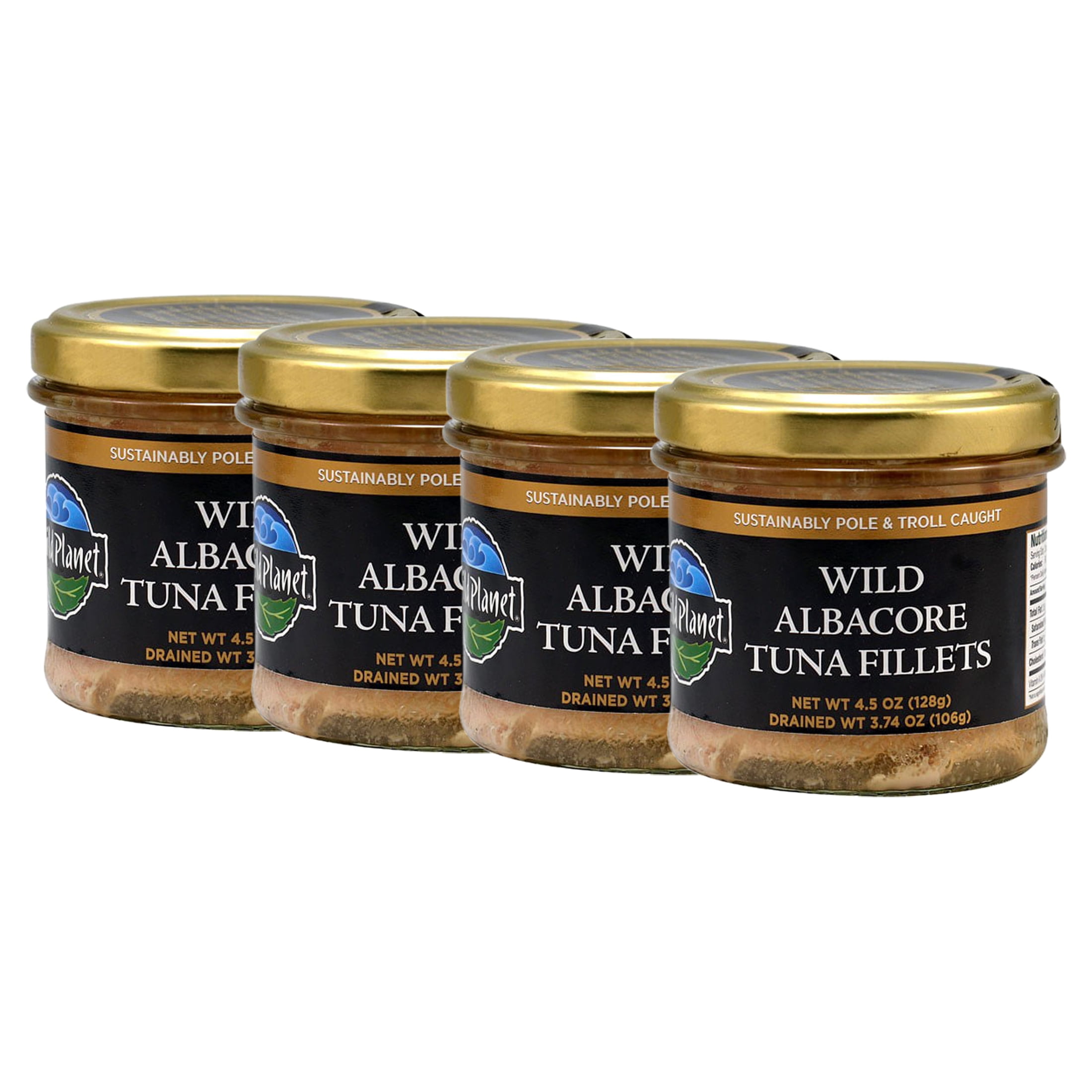 (4 pack) Wild Planet Jarred Wild Albacore Tuna Fillets, 4.5 Oz ...
