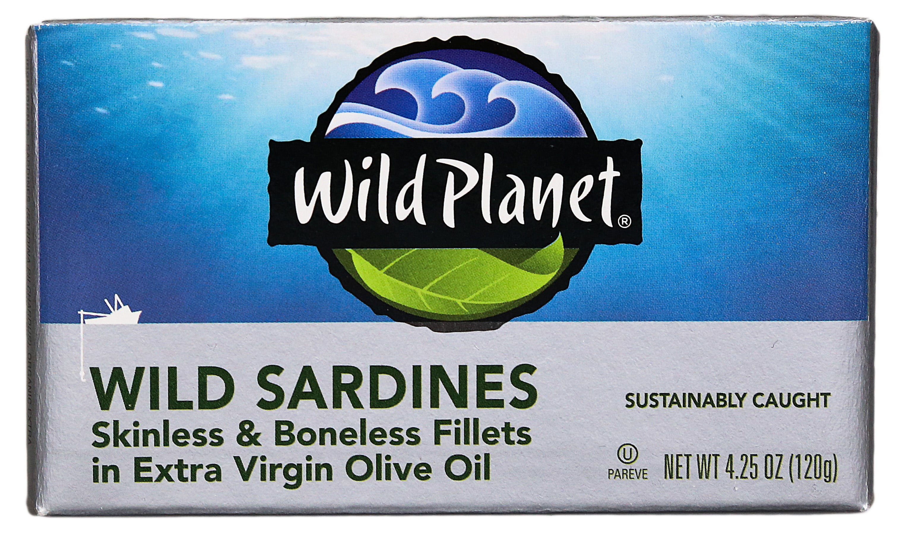 Wild Planet Skinless & Boneless Wild Sardines in Organic EVOO, 4.25 oz ...