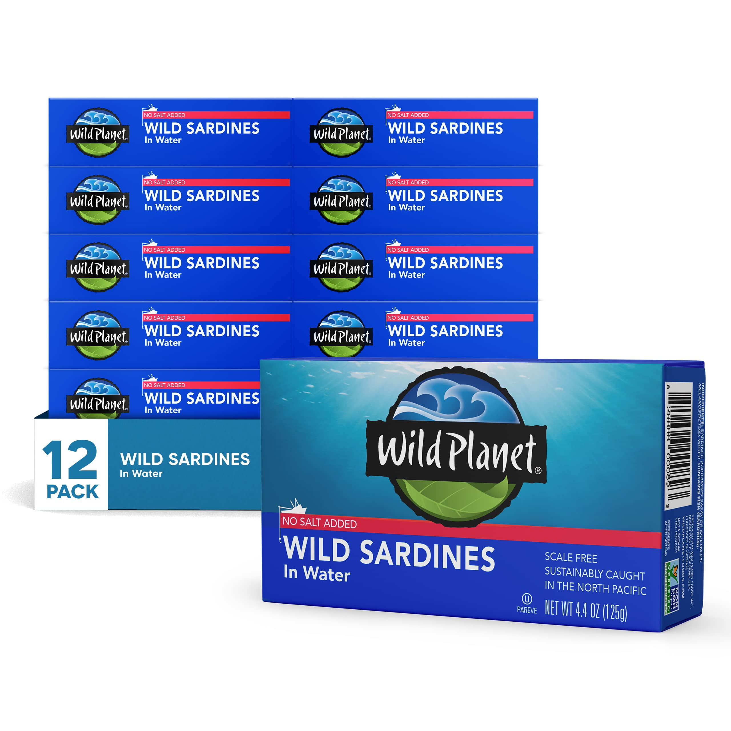 Wild Planet Wild Sardines in Water, No Salt Added, Tinned Fish, Non-GMO ...