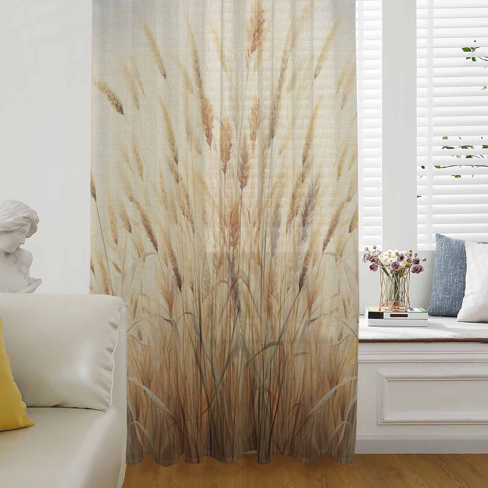 Wild Plant Window Curtain 108 Inches Long, Vintage Botanical Leaves ...
