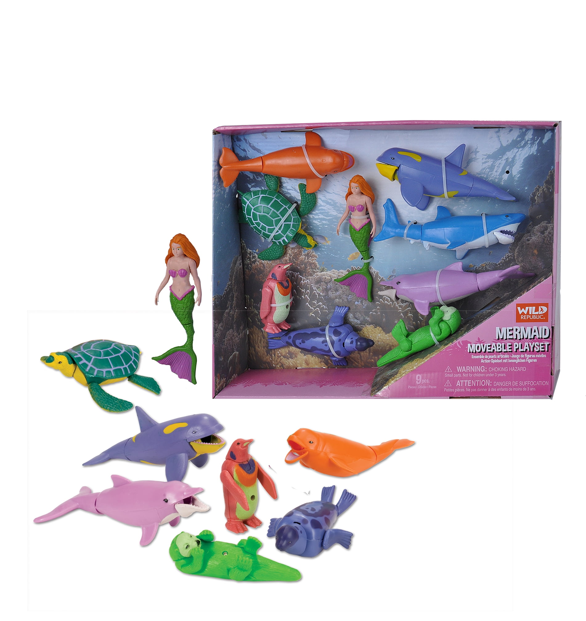 Wild Republic Mermaid Moveable Action Playset, Aquatic Animals, Kids ...