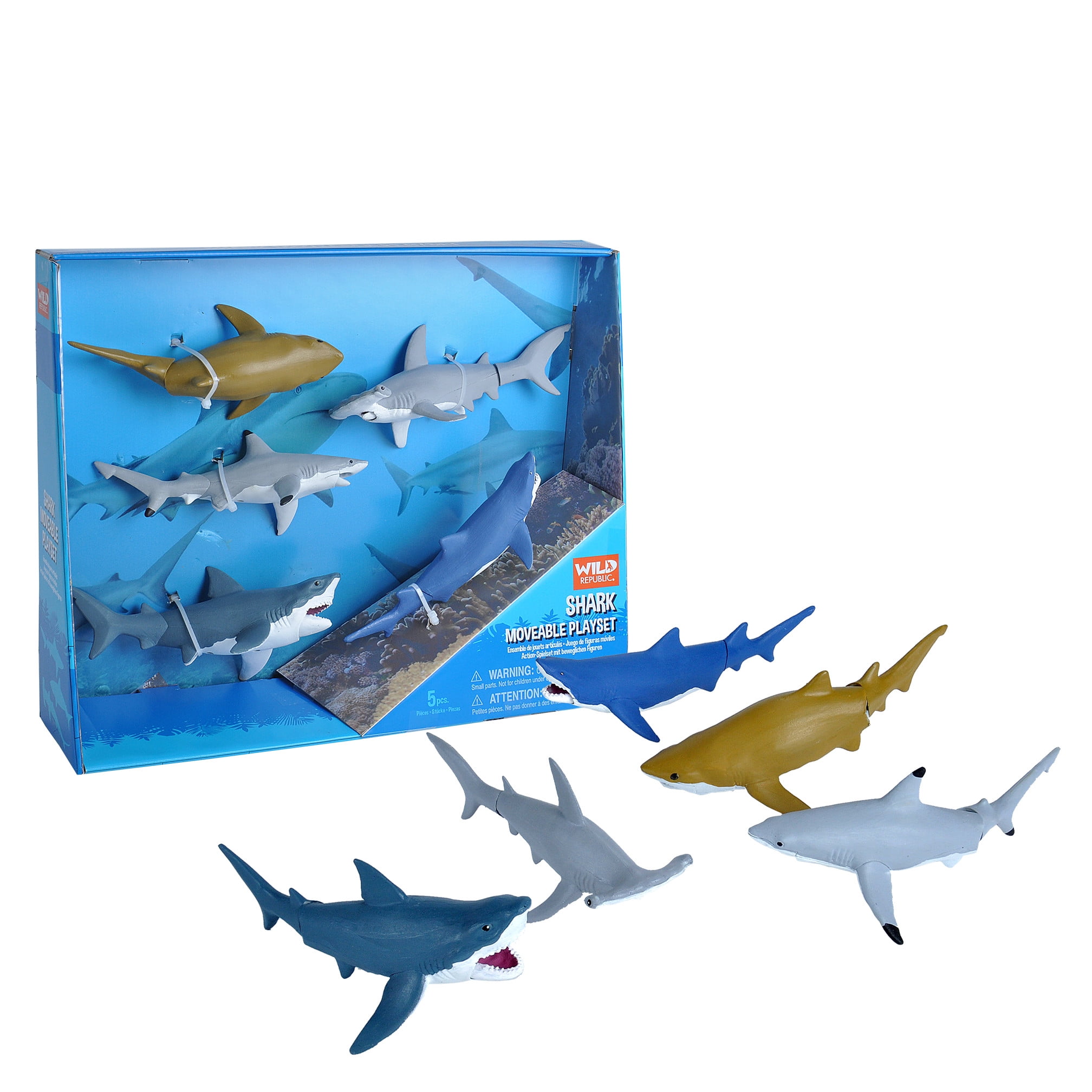 Wild Republic Moveable Box Set Shark Figurines, 5 Pieces - Walmart.com