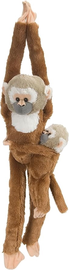 Wild Republic Squirrel Monkey w/baby Plush, Monkey Stuffed Animal ...