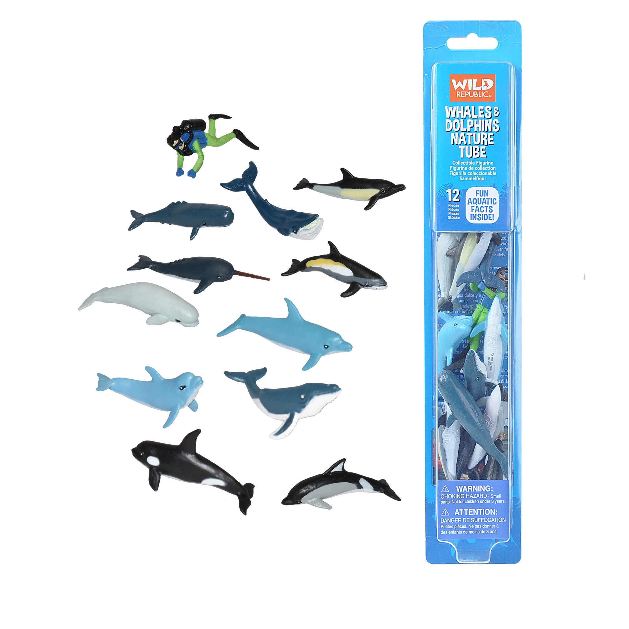 Wild Republic Nature Tube Whale And Dolphin Figurines, 12 Pieces ...