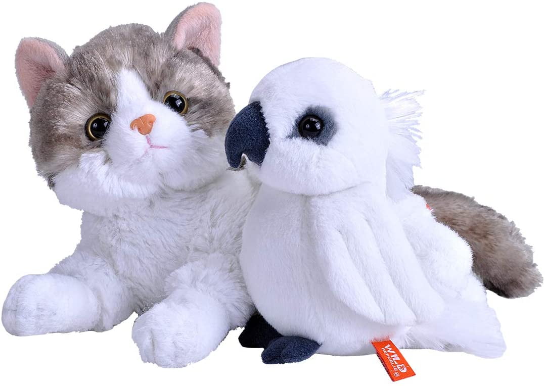 Wild Republic Unlikely Friendships Plush Cockatoo and a Cat, Based on a ...