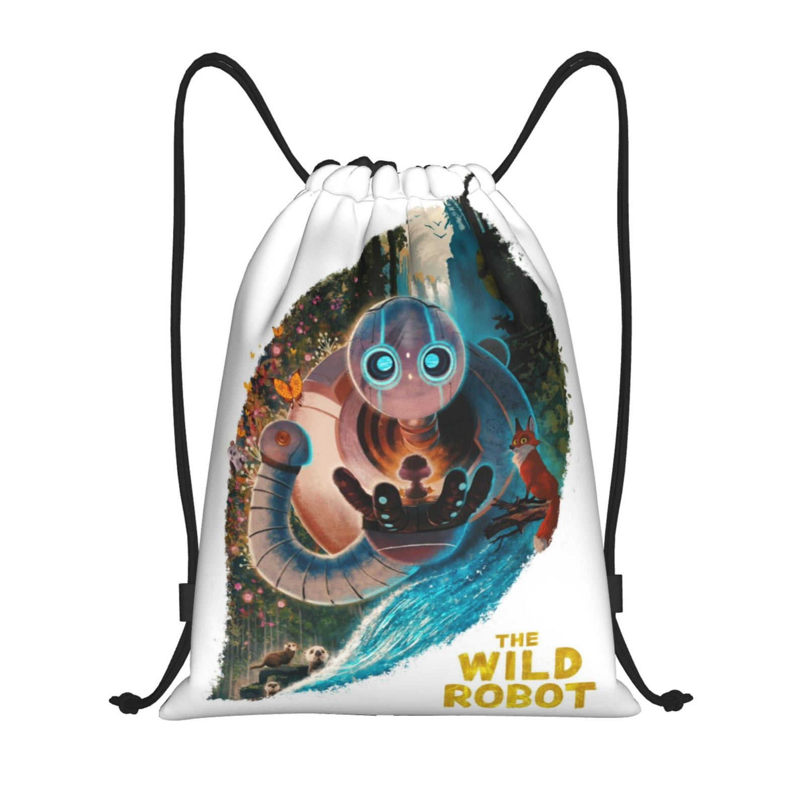 Wild Robot Drawstring Bags Large Capacity Shopping Bag Durable Cartoon ...