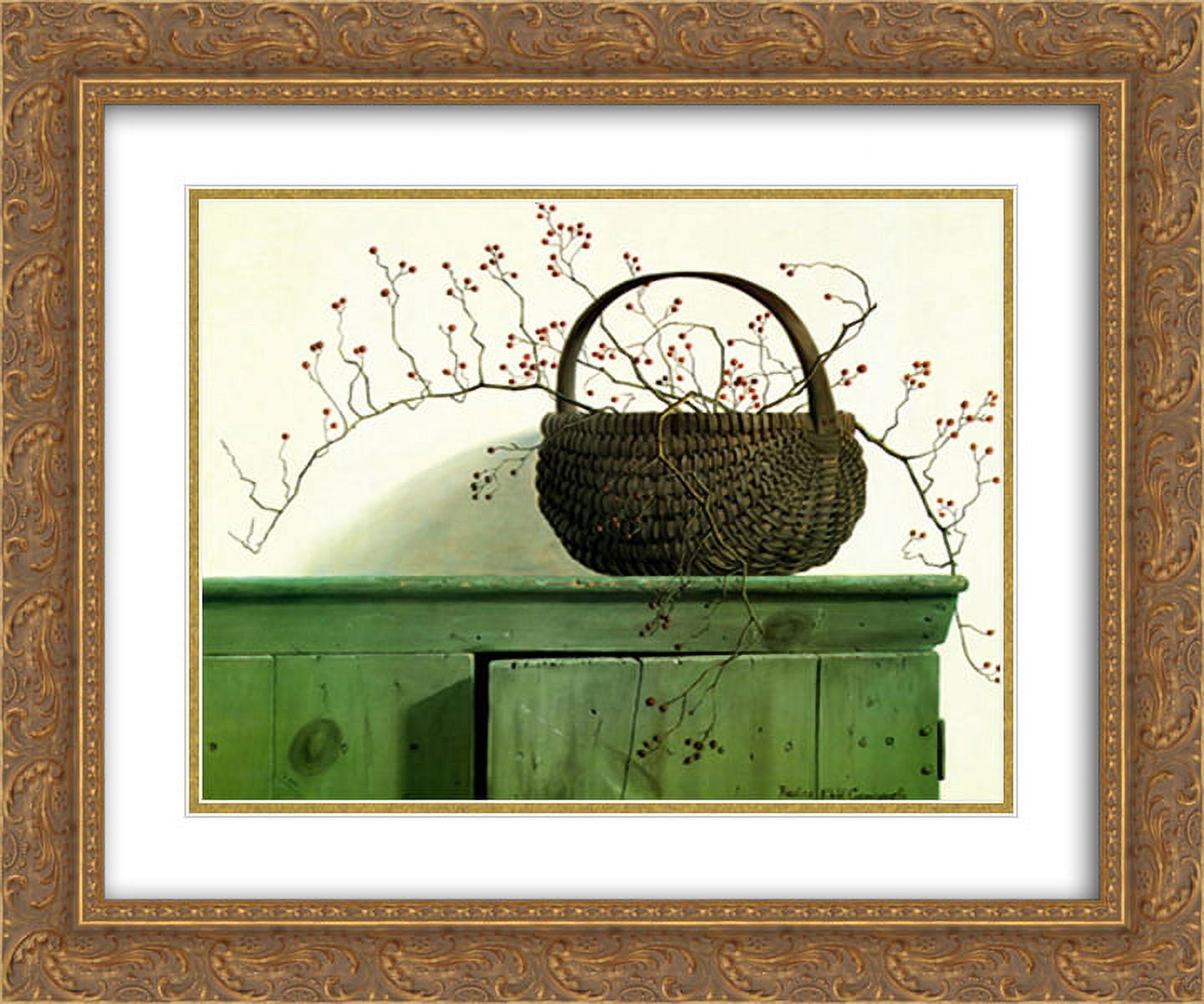 Wild Rose Berries, c.1987 2x Matted 24x20 Gold Ornate Framed Art Print ...