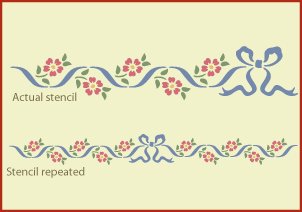 Wild Rose Bow Border Stencil - Victorian Baroque Victorian Deco Vintage DIY Art & Craft Reusable ...