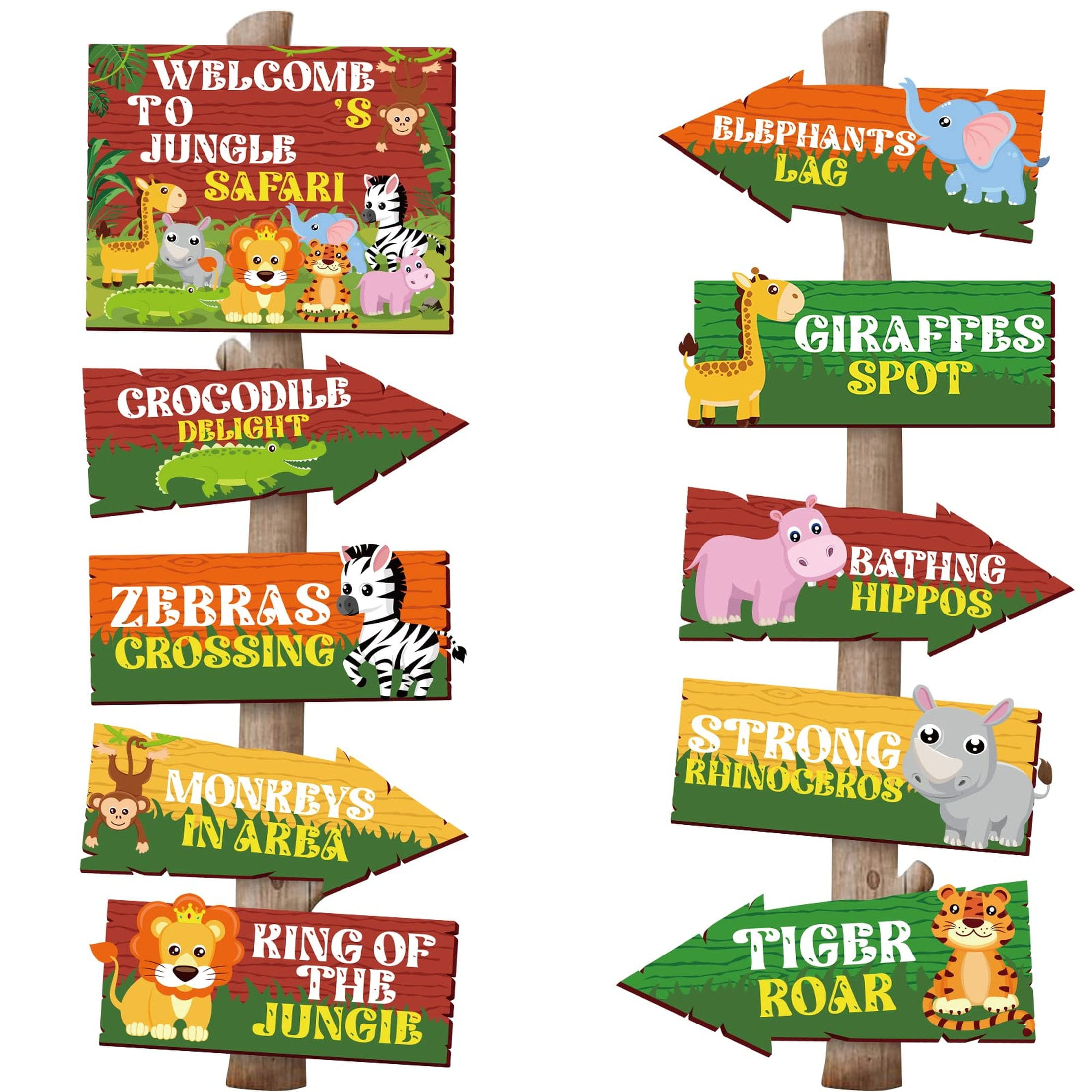 Wild Safari Jungle Party Signs - Set of 20 Jungle Decorations for ...
