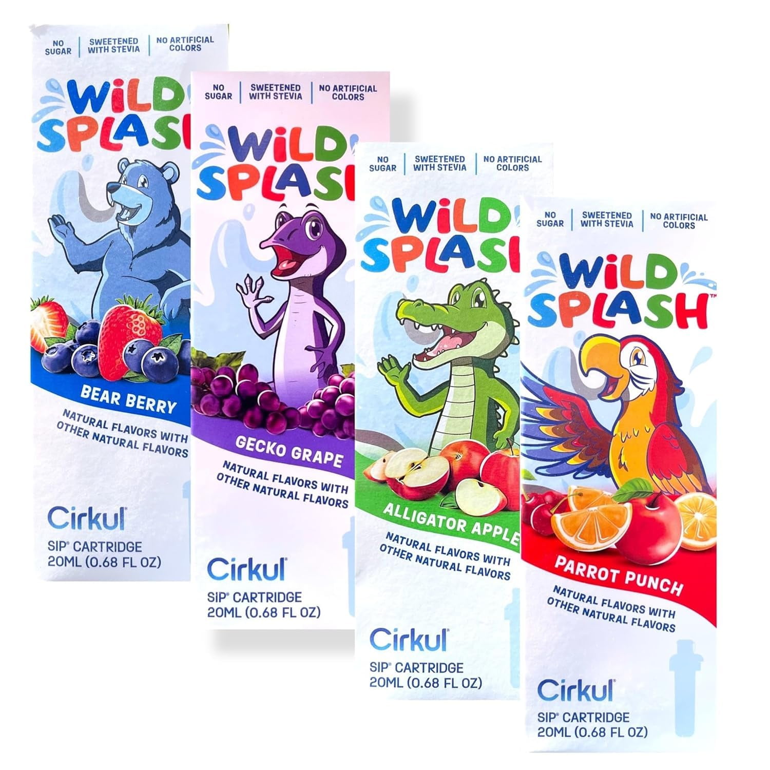 Wild Splash SIP cartdridge 4pk Bundle (Bear Berry, Gecko Grape, Parrot ...