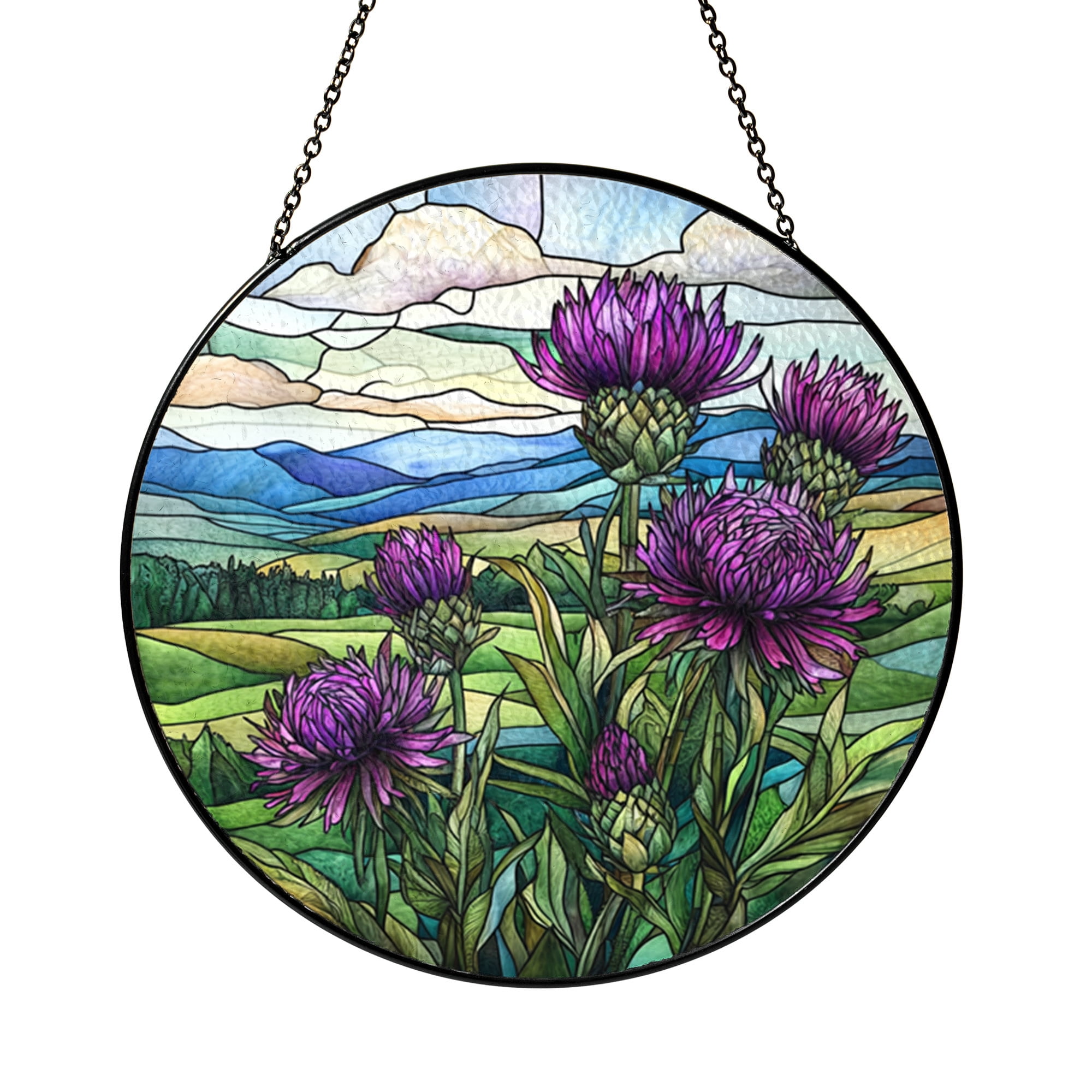 Wild Thistle Floral Stained Glass Style Suncatcher – Nature Inspired ...