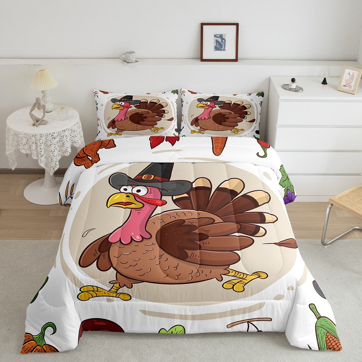 Wild Turkey Comforter Set Full for Boys Kids Cute Turkey Bedding ...