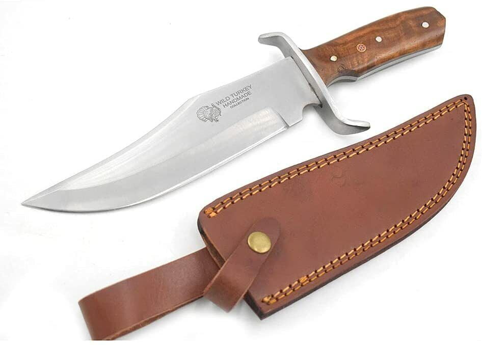 Wild Turkey Handmade 13” Classic Wood Handle Stainless Steel Bowie ...