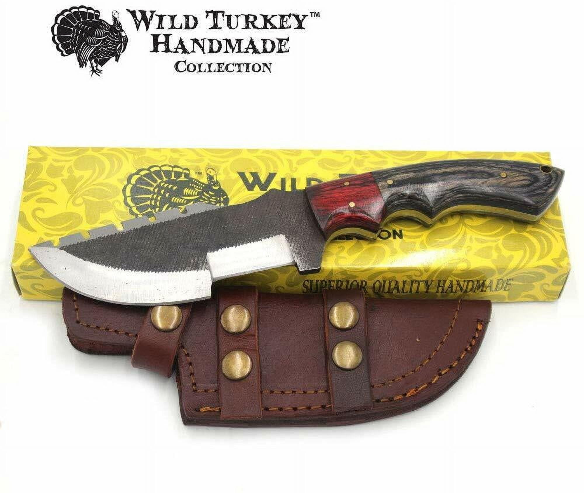 Wild Turkey Handmade 5" Tactical Knife, with Leather Sheath - Walmart.com