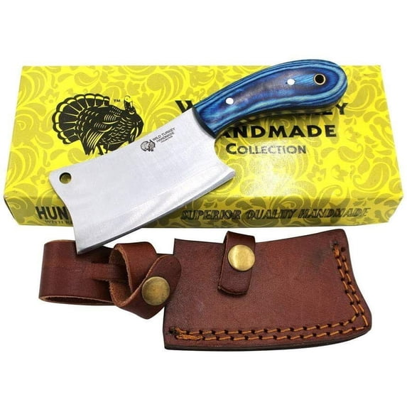 Wild Turkey Handmade Collection 7" Fixed Blade Chef Cleaver Hatchet w ...
