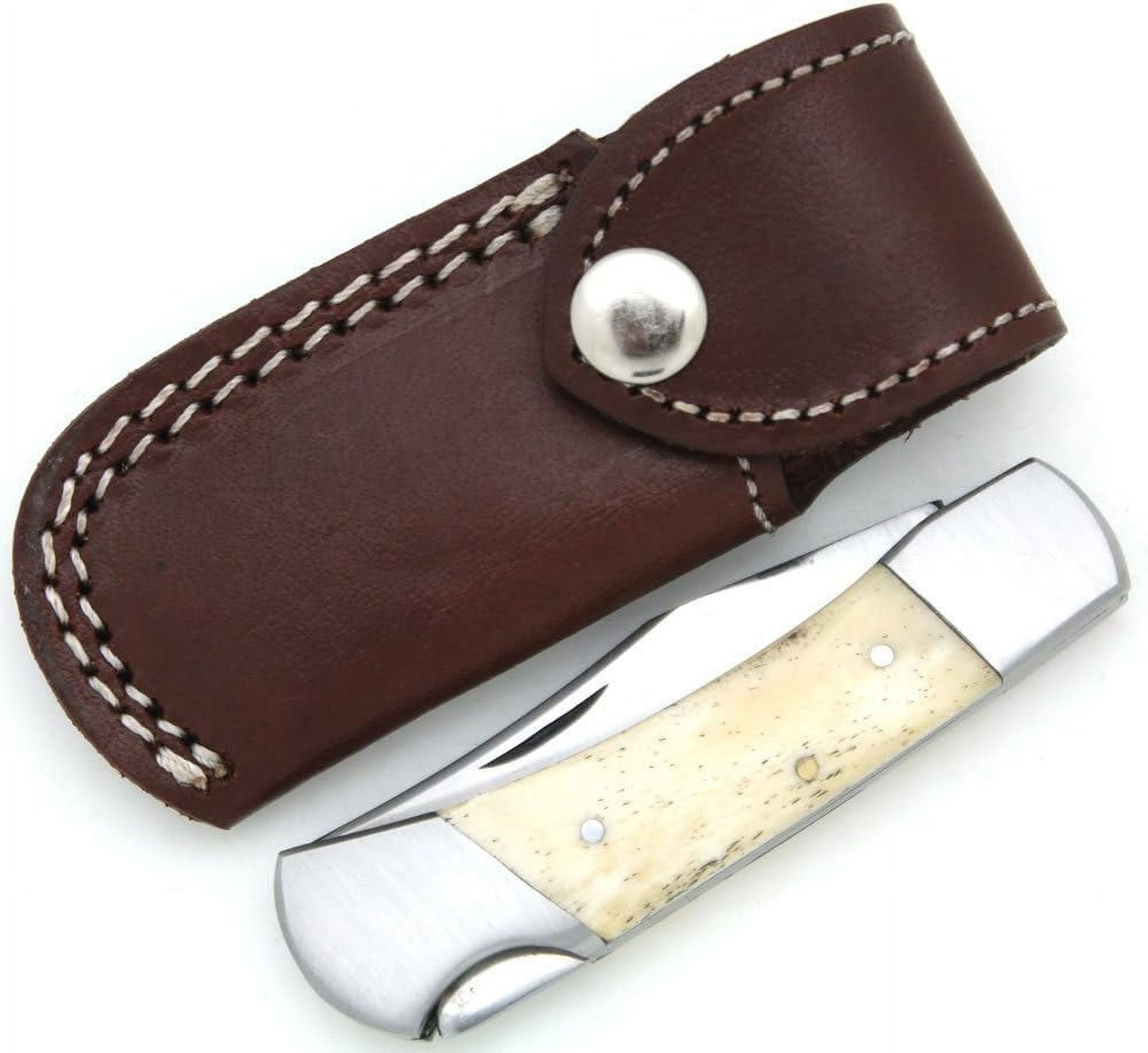 Wild Turkey Handmade Collection Folding Knife w/Leather Sheath Hunting ...