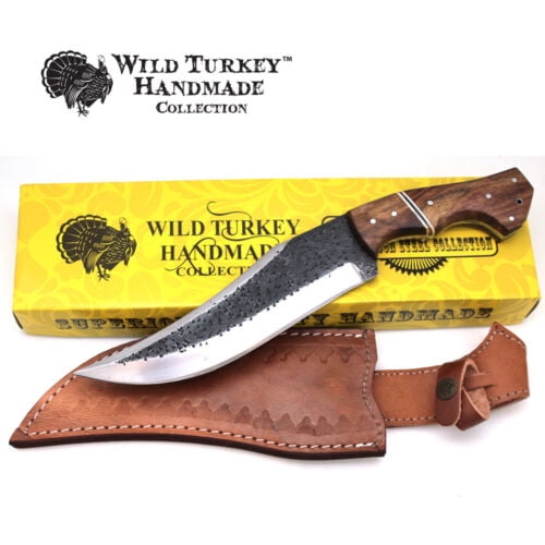 Wild Turkey Handmade Collection Full Tang Fixed Blade Knife w/Leather ...