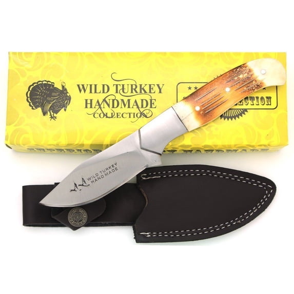 Wild Turkey Handmade Collection Full Tang Natural Camel Bone Fixed ...