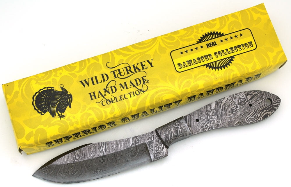 Wild Turkey Handmade Custom Full Tang Damascus Steel Blank Blade Knife ...
