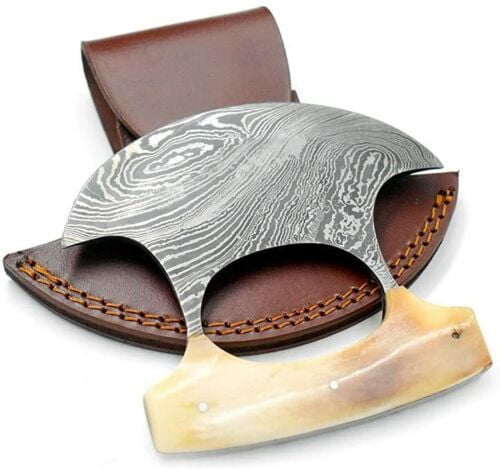 Wild Turkey Handmade Damascus Chef Kitchen Ulu Knife Real Damascus ...